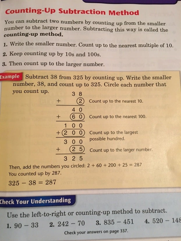 Common Core Homework 6 Steps To Subtract 2 Numbers